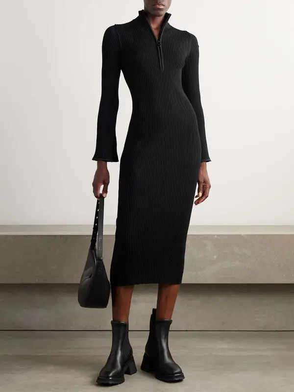 Moncler Ribbed-knit Midi Dress