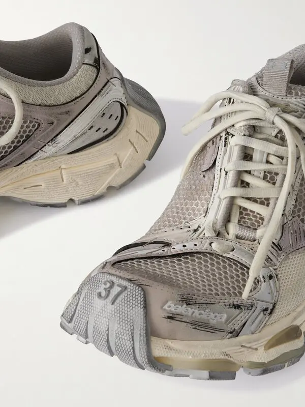 Balenciaga Stapler Distressed Sneakers - Neutrals