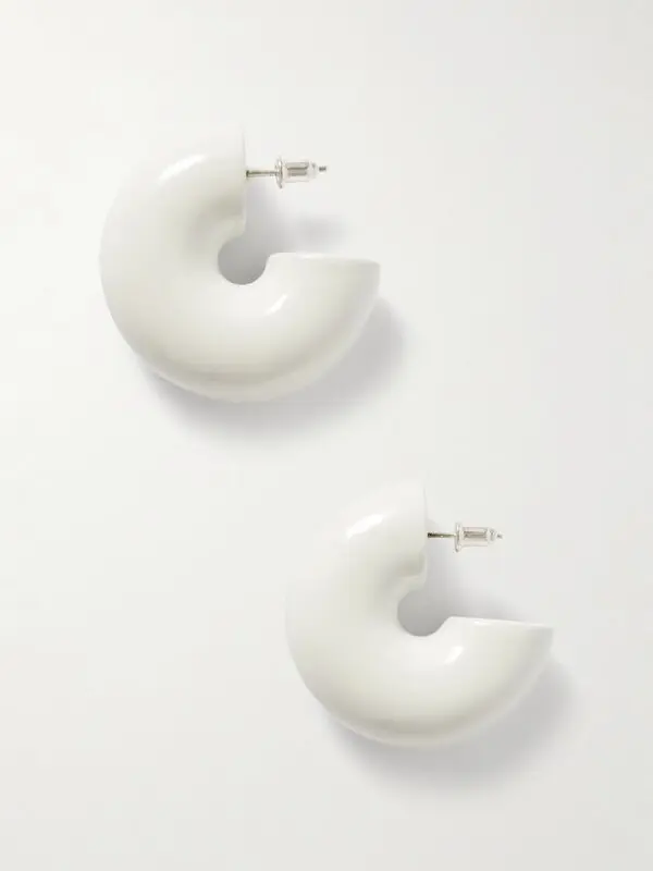 UNCOMMON MATTERS Beam Wood Hoop Earrings - White