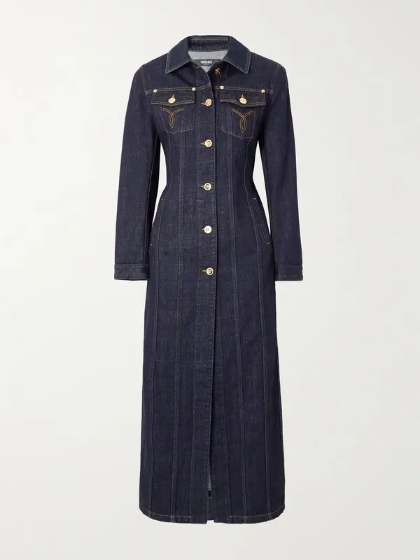 Versace Paneled Denim Coat
