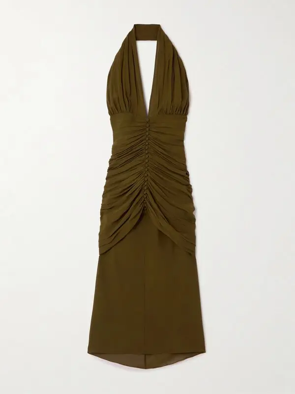 Saint Laurent Ruched Halterneck Dress