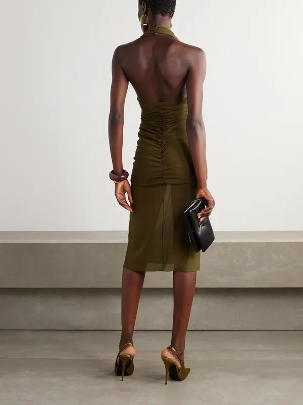 Saint Laurent Ruched Halterneck Dress