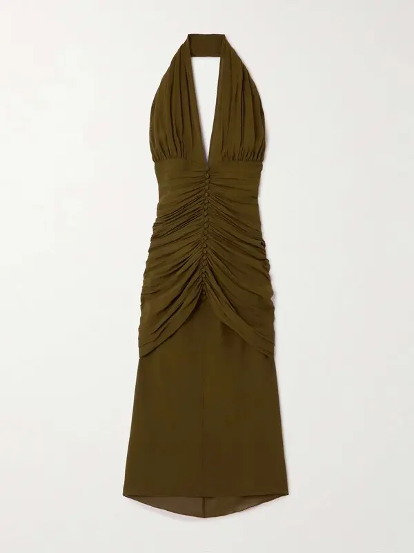 Saint Laurent Ruched Halterneck Dress