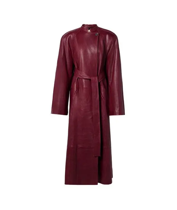 Khaite Rothen Oversized Belted Leather Coat