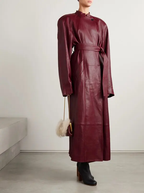 Khaite Rothen Oversized Belted Leather Coat