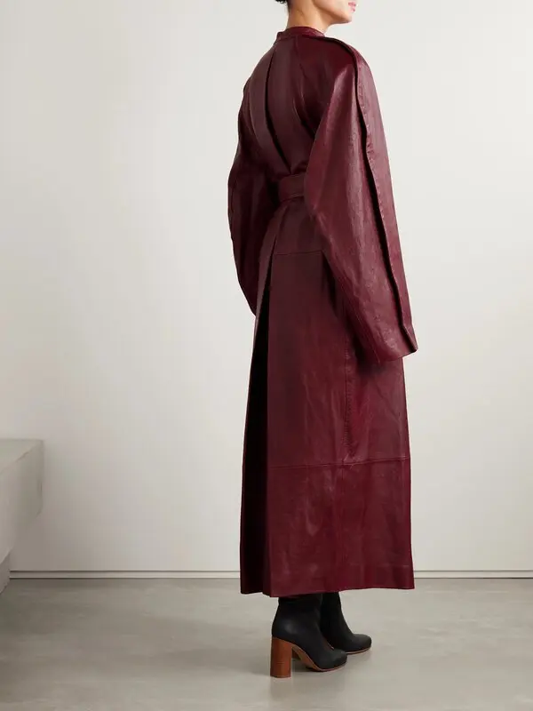 Khaite Rothen Oversized Belted Leather Coat