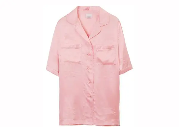 Burberry Ekd Jacquard Silk Pyjama Shirt - Pink
