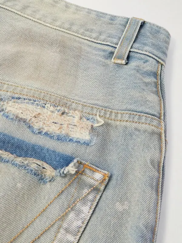 Vetements Wide-leg Panelled Distressed Jeans