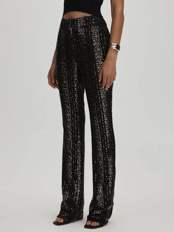 Halston Striped Sequin Trousers