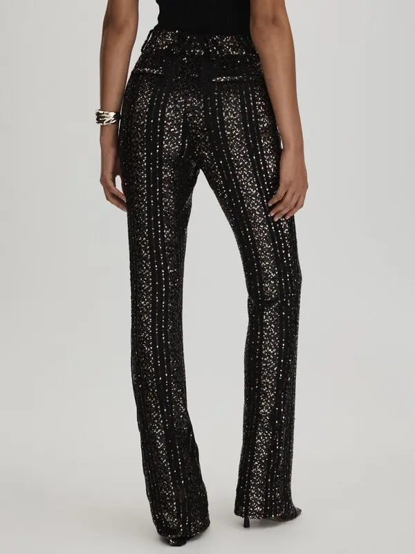 Halston Striped Sequin Trousers
