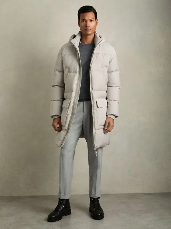 REISS Stadium Quilted Longline Puffer Jacket