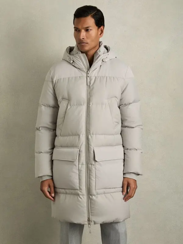 REISS Stadium Quilted Longline Puffer Jacket
