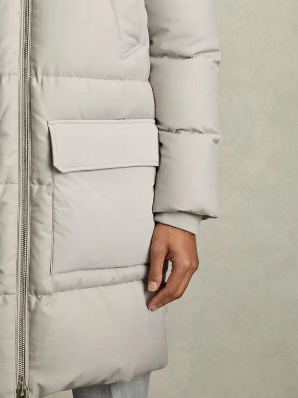 REISS Stadium Quilted Longline Puffer Jacket
