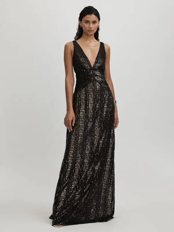 Halston Esra Sequin Maxi Dress