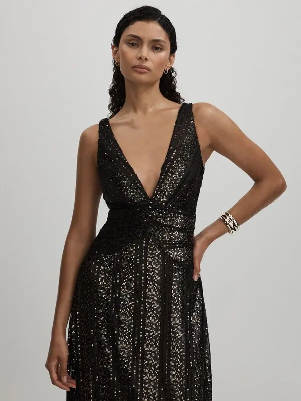 Halston Esra Sequin Maxi Dress