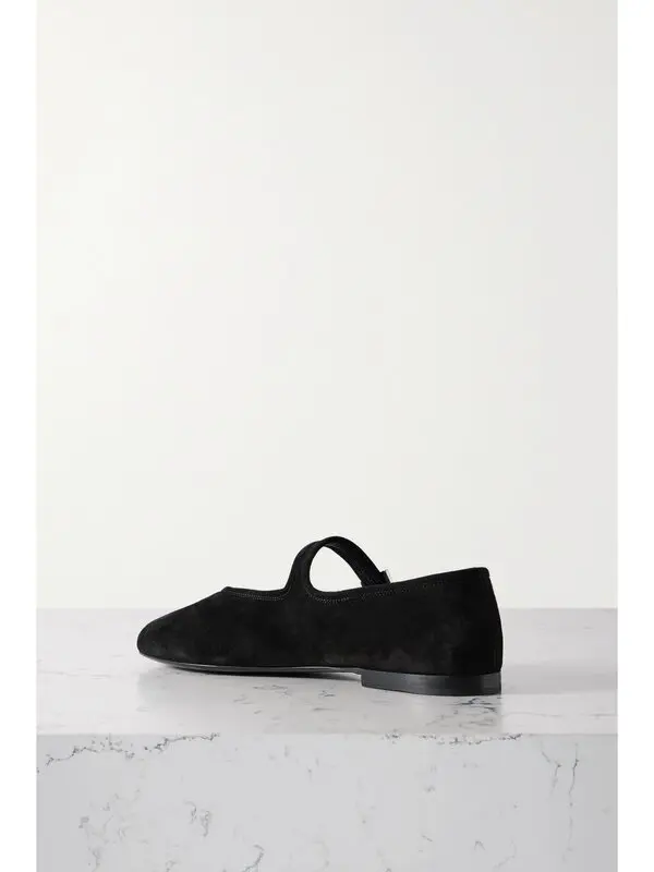 THE ROW Boheme Suede Mary Jane Flats - Black