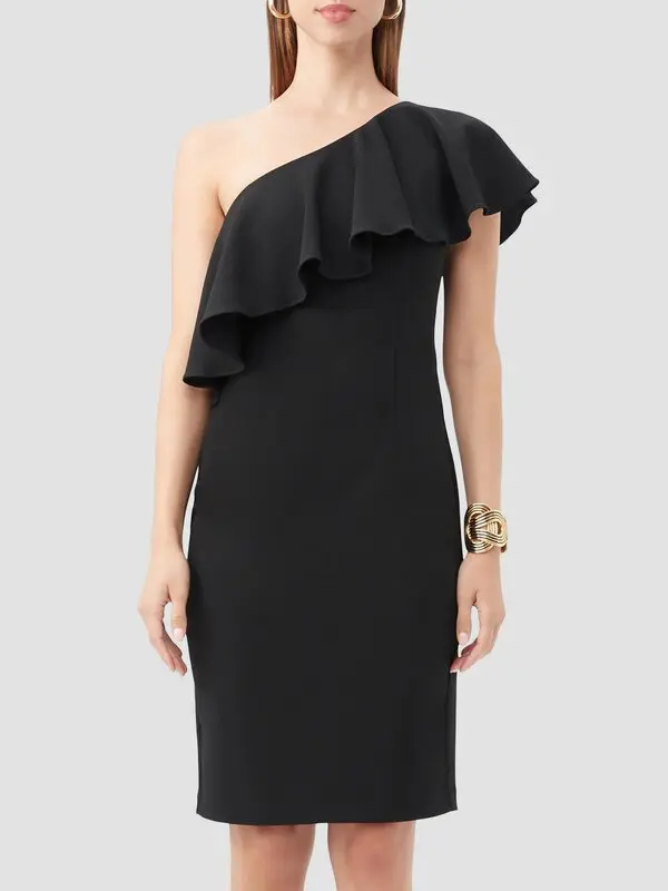 Trina Turk Luau Ruffled One-shoulder Dress - Black