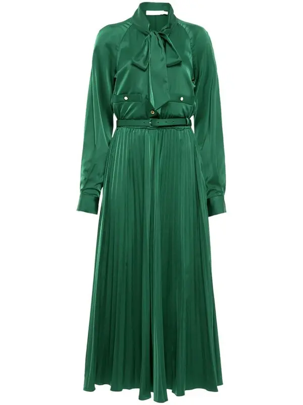 Self-Portrait Satin Midi Dress - Green | Editorialist