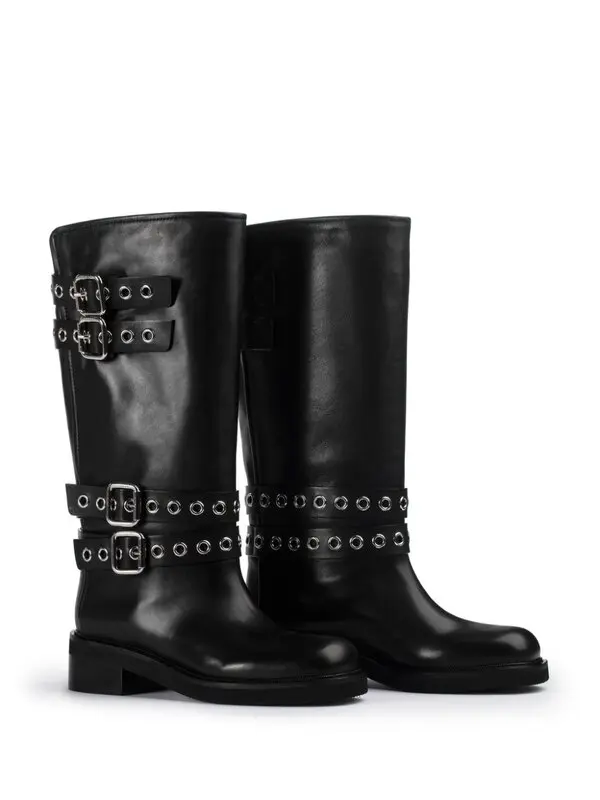 LE SILLA Harley Buckled Leather Boots