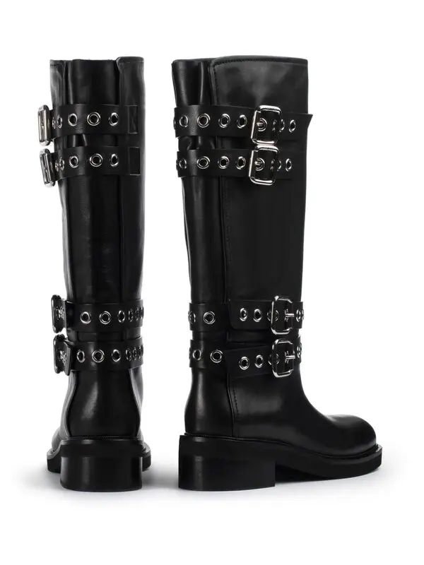 LE SILLA Harley Buckled Leather Boots