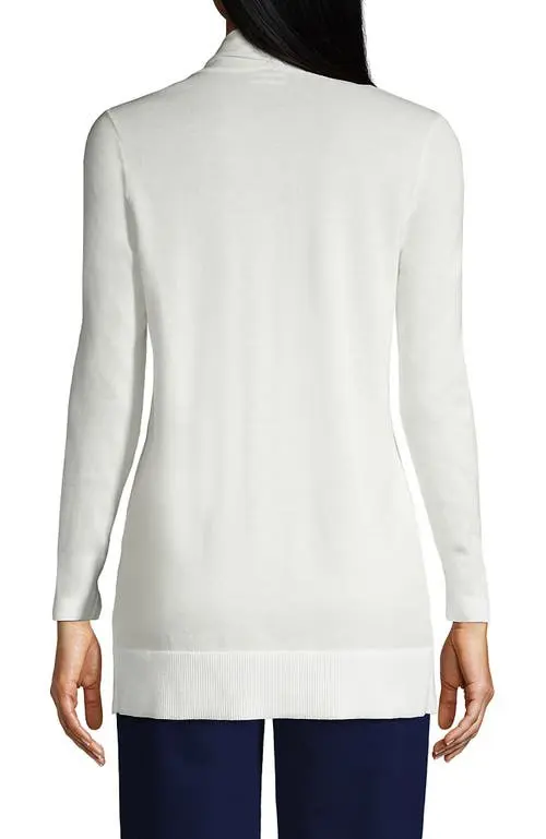 LANDS' END Long Sleeve Open Cardigan Sweater - Ivory
