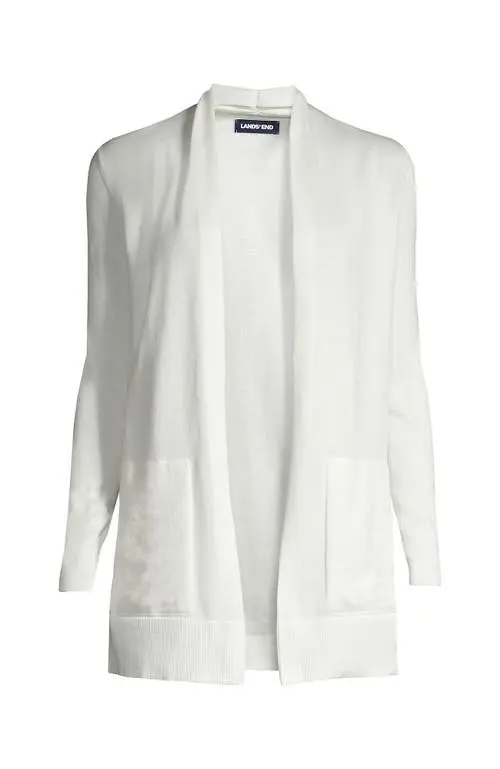 LANDS' END Long Sleeve Open Cardigan Sweater - Ivory