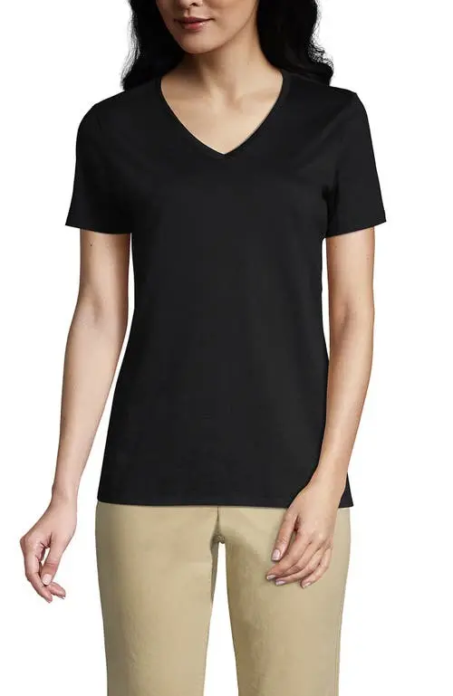 LANDS' END Supima Cotton V-neck T-shirt - Black