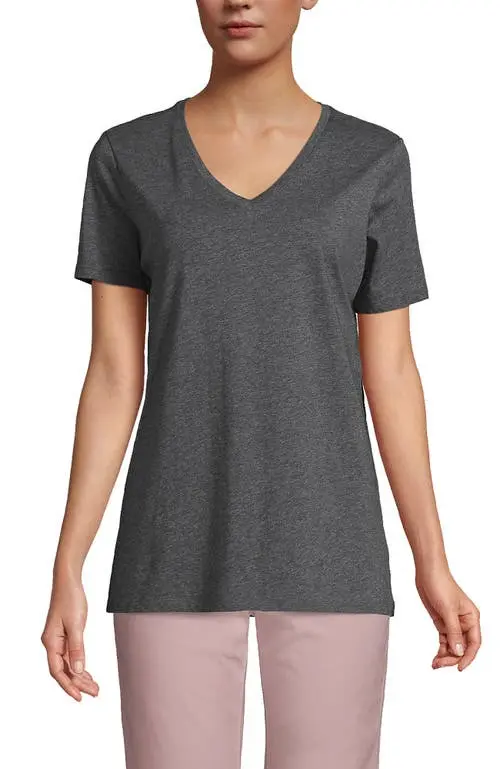 LANDS' END Relaxed Supima Cotton T-shirt - Charcoal Heather