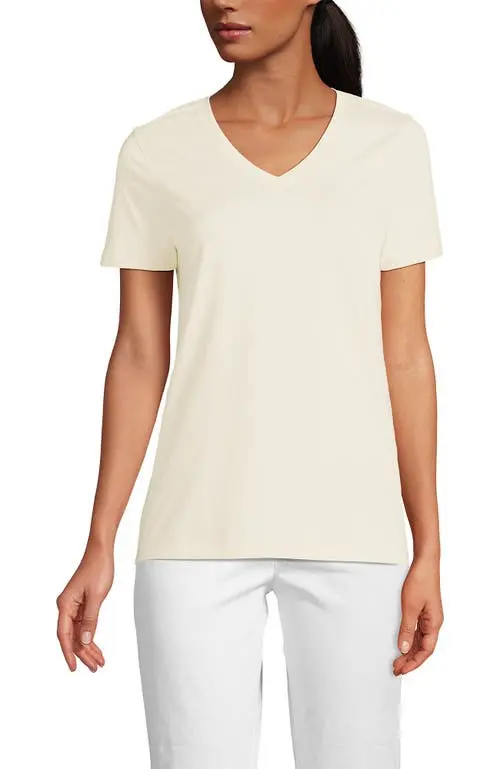 LANDS' END Supima Cotton V-neck T-shirt - Fresh Ivory