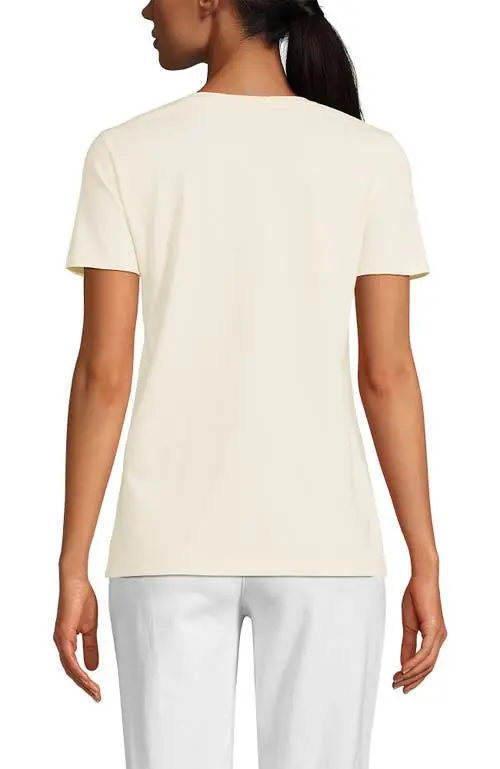 LANDS' END Supima Cotton V-neck T-shirt - Fresh Ivory