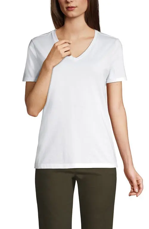 LANDS' END Supima Cotton V-neck T-shirt - White