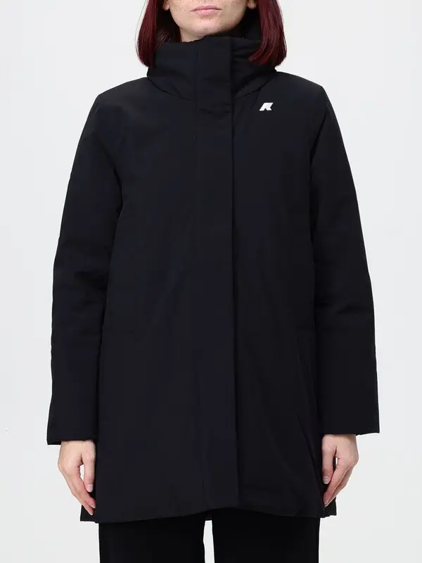 K-WAY Marla Short Padded Nylon Windbreaker Jacket With Hood - Black
