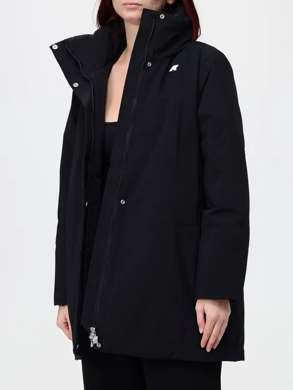 K-WAY Marla Short Padded Nylon Windbreaker Jacket With Hood - Black