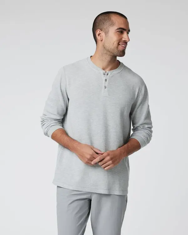 Vuori Waffle Henley - Light Heather Grey
