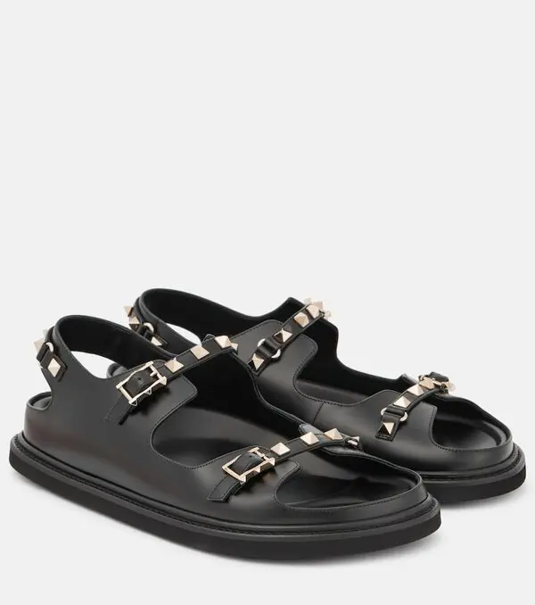 Valentino Garavani Rockstud Leather Flat Sandals