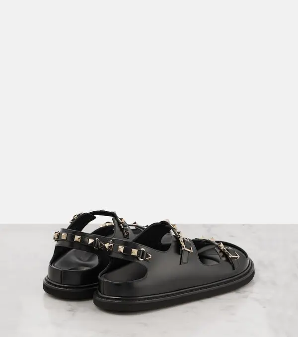 Valentino Garavani Rockstud Leather Flat Sandals