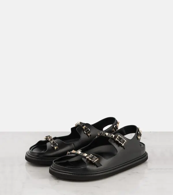 Valentino Garavani Rockstud Leather Flat Sandals