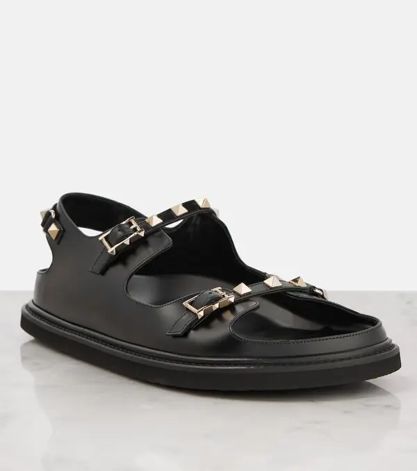 Valentino Garavani Rockstud Leather Flat Sandals