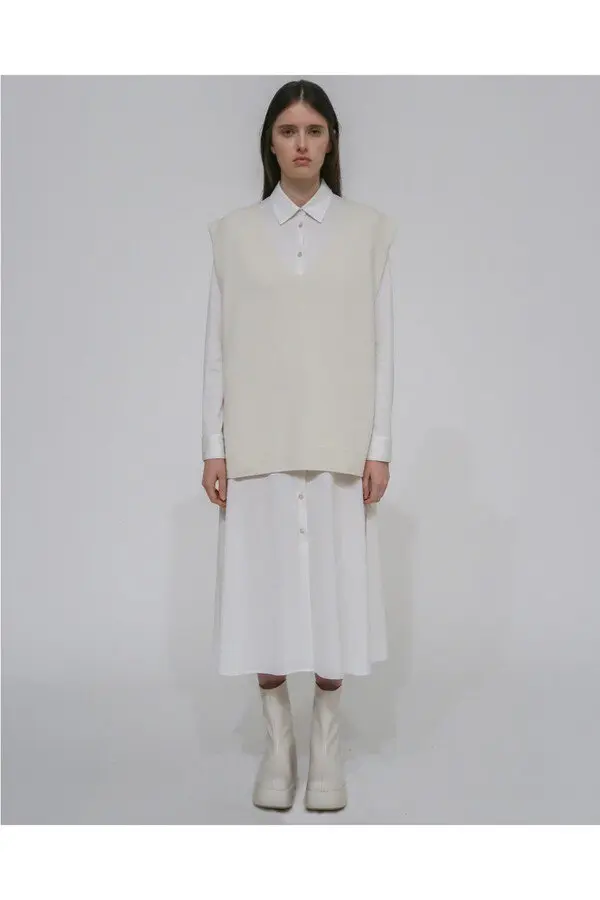 Rosetta Getty Oversized Wool-cashmere Sweater Vest - Neutral