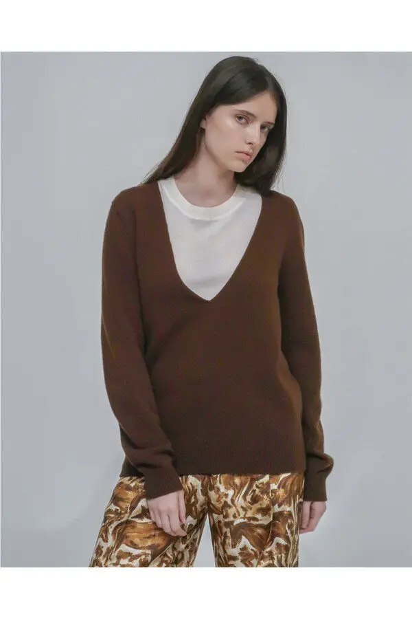 Rosetta Getty Deep V-neck Pullover - Brown