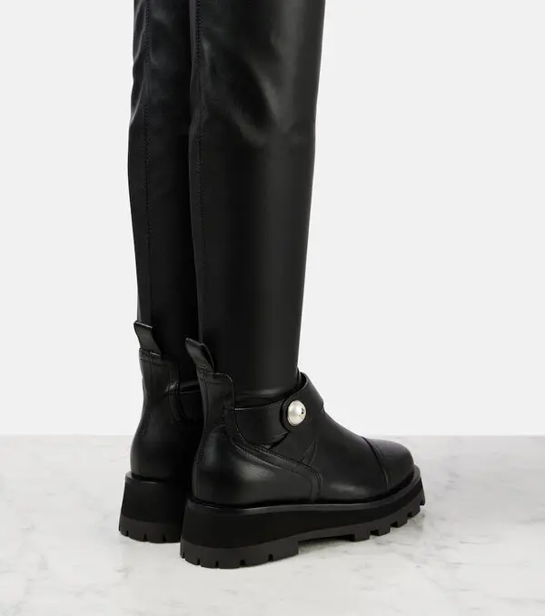 JIMMY CHOO Over-the-knee Leather Boots With Gold Tone Hardware