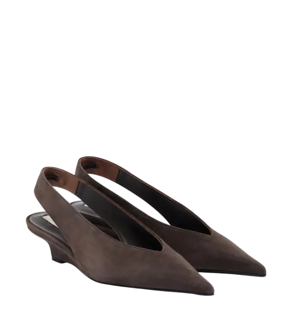 TOTEME Suede Wedge Slingbacks - Brown