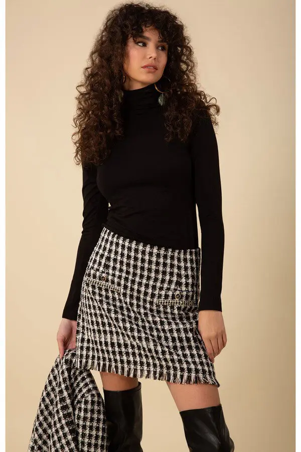 Hale Bob Paislee Tweed Mini Skirt - Black