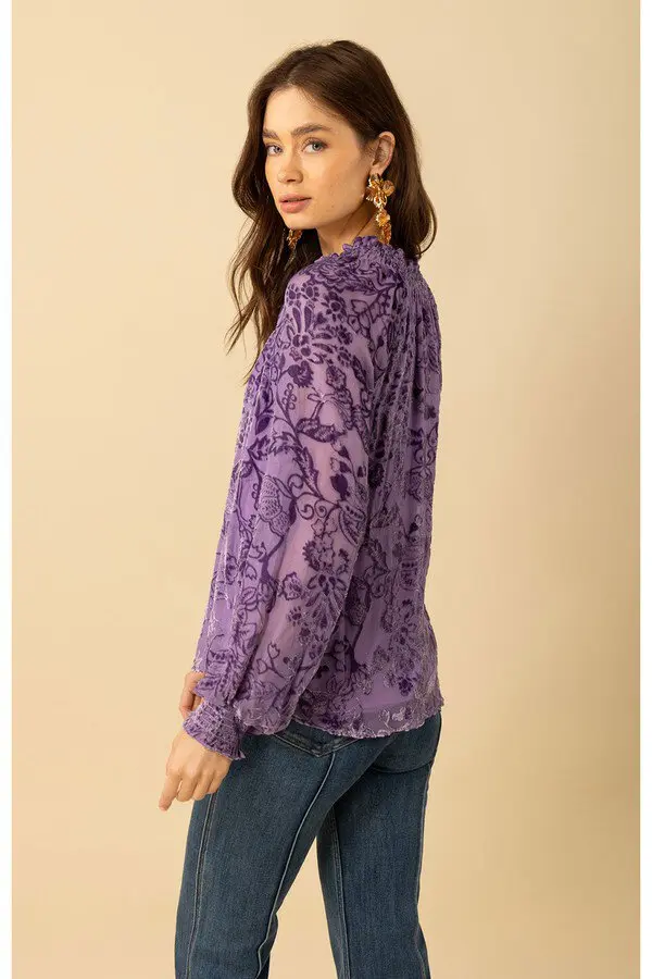 Hale Bob Liana Velvet Burnout Top - Purple