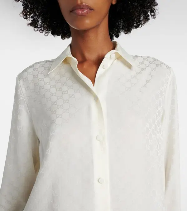 Gucci Gg Silk Crêpe Shirt - White