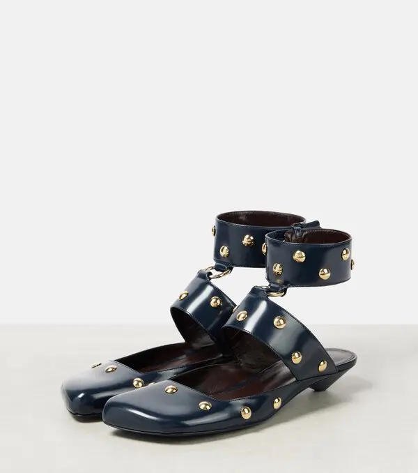 Chloé Studded Leather Ankle Strap Sandals - Blue