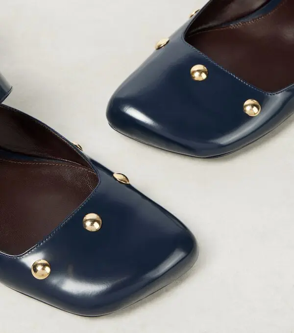 Chloé Studded Leather Ankle Strap Sandals - Blue