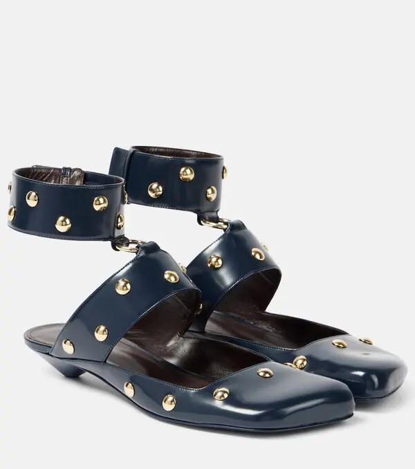 Chloé Studded Leather Ankle Strap Sandals - Blue