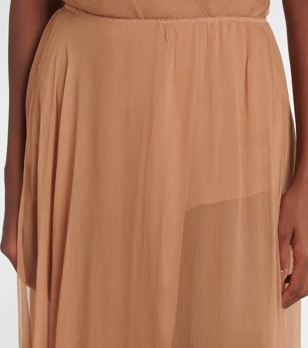 Chloé Silk Muslin Midi Skirt - Pink