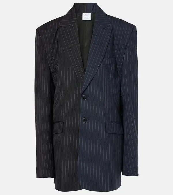 Vetements Pinstripe Wool Blazer - Blue